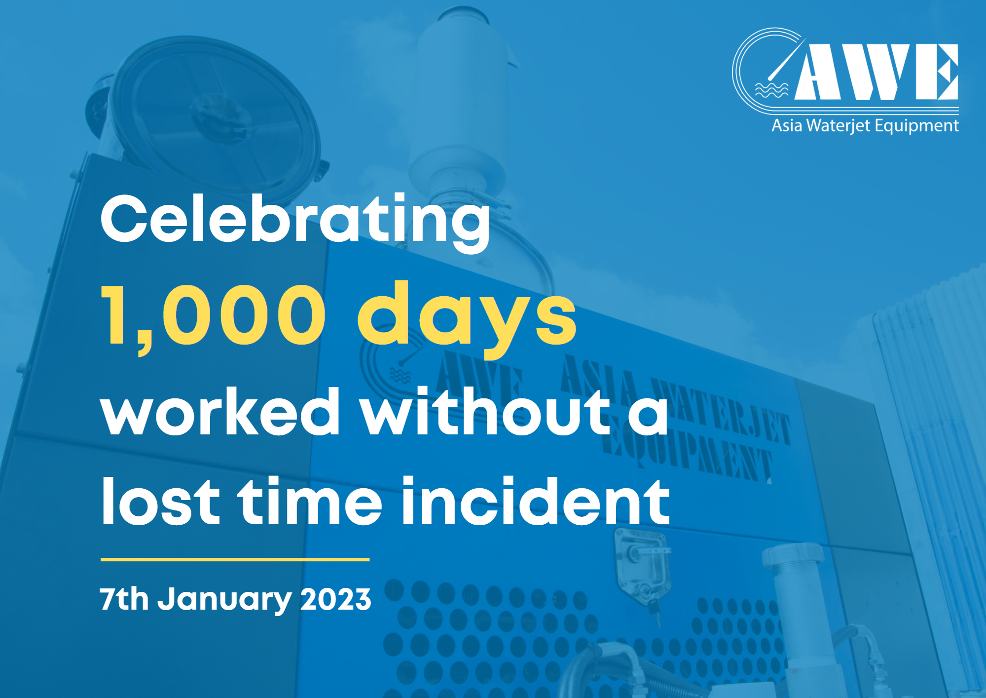 1000 days LTI free | Asia Waterjet Equipment